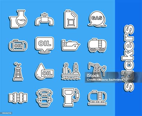 세트 라인 오일 탱크 저장 펌프 펌프 잭 철도 시스터 모터 오일 워드 가솔린 테스트 튜브 및 유조선 아이콘캐니스터 벡터 0명에 대한 스톡 벡터 아트 및 기타 이미지 Istock