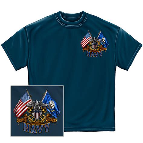 Navy Shield Double Flag And Eagle T Shirt Navy