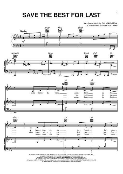Vanessa Williams Save The Best For Last Sheet Music Notes And Chords