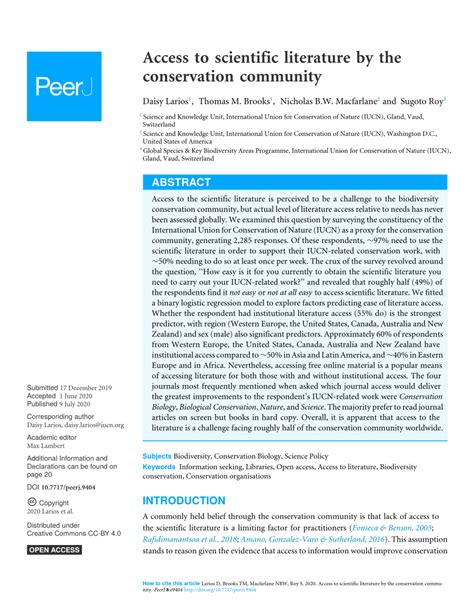 Pdf Distributed Under Creative Commons Cc By 40 Access To Scientific Literature By The