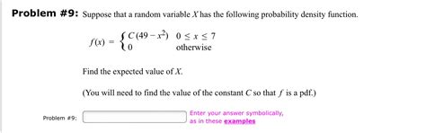solved roblem 9 suppose that a random variable x has the