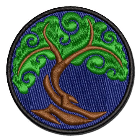 Abstract Tree Of Life Applique Multi Color Embroidered Hook Loop Patch Inch Mini