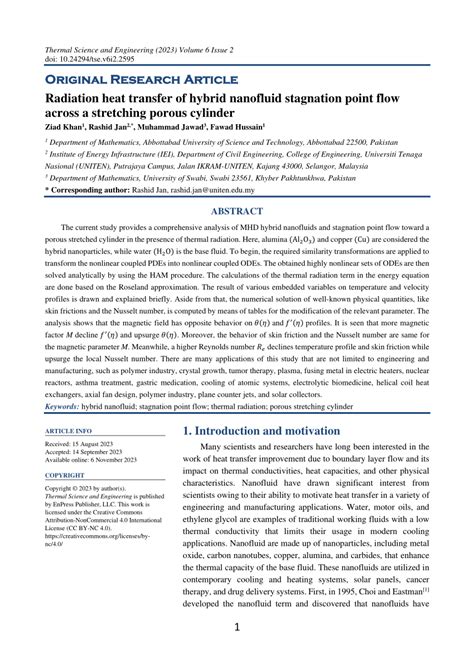 Pdf Radiation Heat Transfer Of Hybrid Nanofluid Stagnation Point Flow Across A Stretching