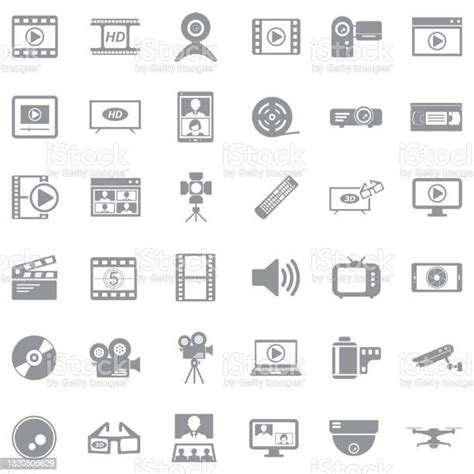 비디오 아이콘입니다 회색 플랫 디자인 벡터 일러스트레이션 3차원 형태에 대한 스톡 벡터 아트 및 기타 이미지 3차원 형태 Film Screening 가정용 캠코더