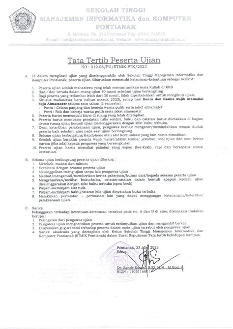 Tata Tertib Peserta Ujian Uas Semester Genap Tahun Akademik 20222023