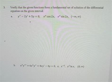 Solved 3 Verify That The Given Functions Form A