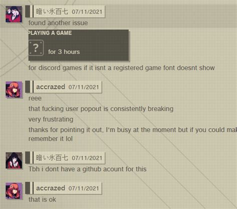 Fix Unregistered Game In User Popout · Issue 53 · Accrazedyorha Ui Betterdiscord · Github