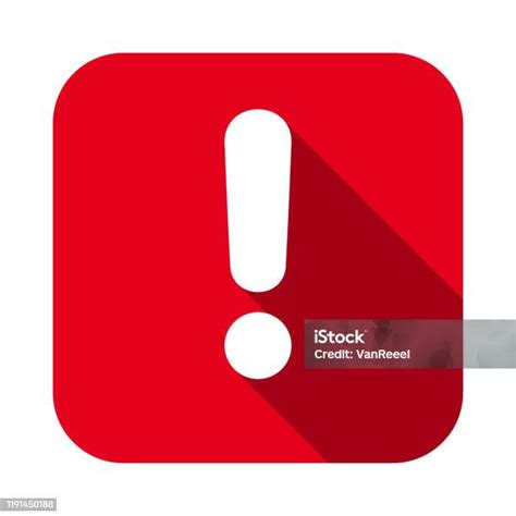 흰색 배경에 격리 된 평면 사각형 빨간색 느낌표 아이콘 버튼 주의 기호 느낌표에 대한 스톡 벡터 아트 및 기타 이미지 느낌표 아이콘 빨강 Istock
