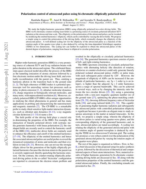 Pdf Polarization Control Of Attosecond Pulses Using Bi Chromatic Elliptically Polarized Laser
