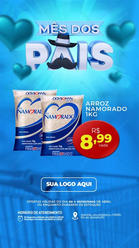 Story Supermercado Mês Dos Pais Arroz Namorado Social Media Psd