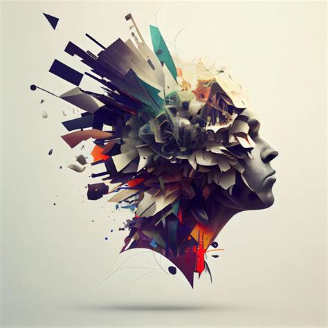 3d Rendering Of Human Head Made Of Colorful Geometric Shapes On Grey Background Image 23186606