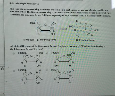 Solved Select The Single Best Answer Five And Six Membered