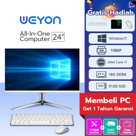 Jual AOC Komputer All In One PC Intel N5095 I5 I7 RAM 8G SSD 512GB Layer HD 24 Inch Wireless