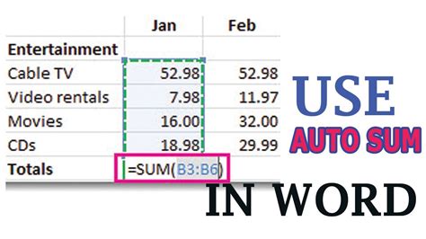 How To Auto Sum In Word Table Design Talk