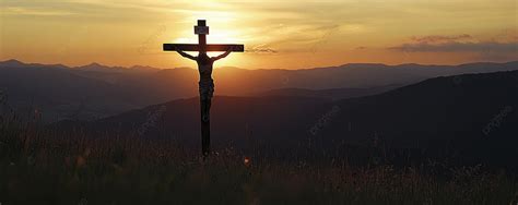 산 일몰 배경에 십자가에 달리신 예수의 실루엣 예수 십자가 산 배경 일러스트 및 사진 무료 다운로드 Pngtree