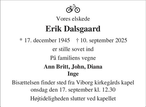 Erik Dalsgaard Danmarks Største Medie For Mindesider Og Dødsannoncer