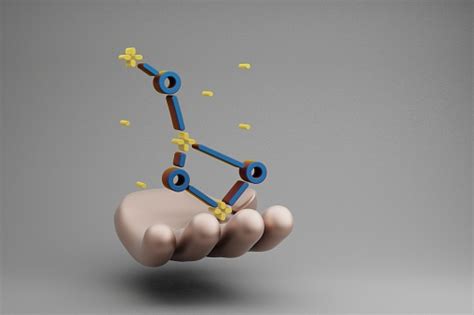 아름다운 추상적 인 삽화 회색 배경에 황금 손 홀딩 별자리 기호 아이콘 3d 렌더링 그림 우주 탐사 0명에 대한 스톡 사진 및 기타 이미지 Istock