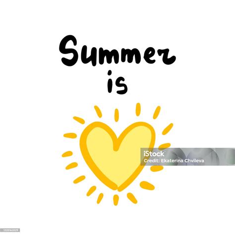여름은 하트 심볼과 글자 기호와 함께 사랑 손 그린 벡터 일러스트레이션입니다 개념에 대한 스톡 벡터 아트 및 기타 이미지