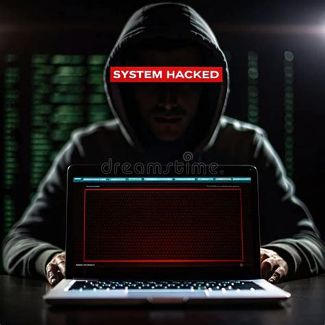 System Hacked Alert After Cyber Attack On Computer Network Stock