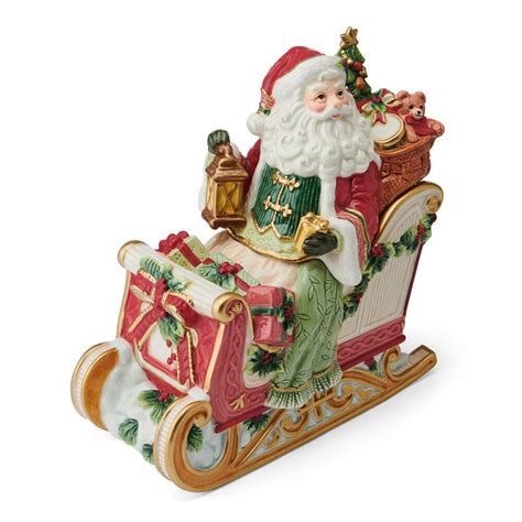 Santa Crimson Holiday Cookie Jar 10 In