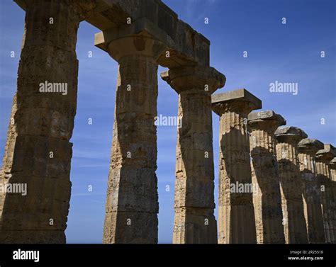 Doric Order Columns At The Archaeological Site Of Selinunte In Trapani