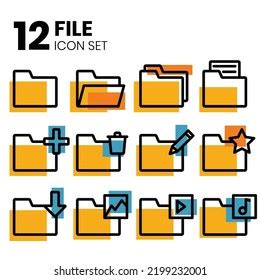 12 Sets File Manager Icon Vector Stock Vector Royalty Free 2199232001 Shutterstock