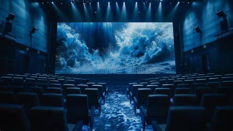 Empty Theater Seats With Ocean Wave Projection Stock Image Image Of