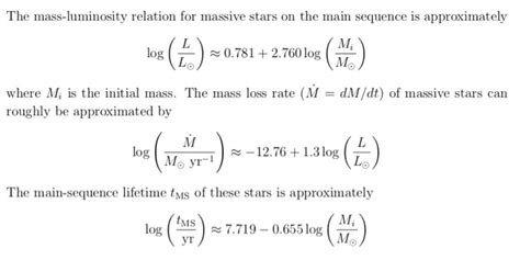 solved the mass luminosity relation for massive stars on the