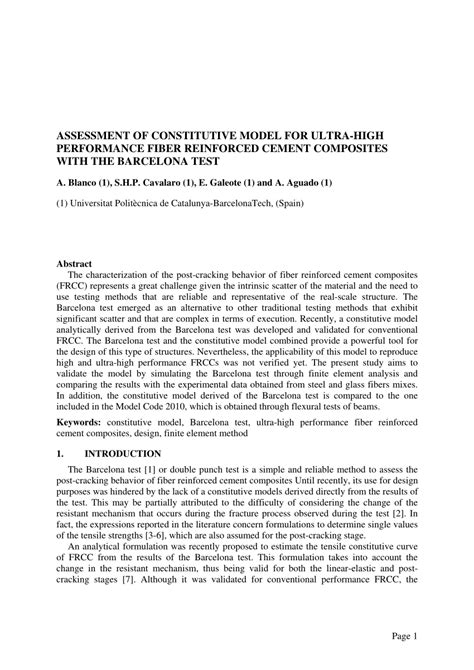 Pdf Assessment Of Constitutive Model For Ultra High Performance Fiber Reinforced Cement