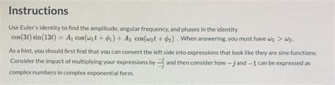 solved instructions use euler s identity to find the