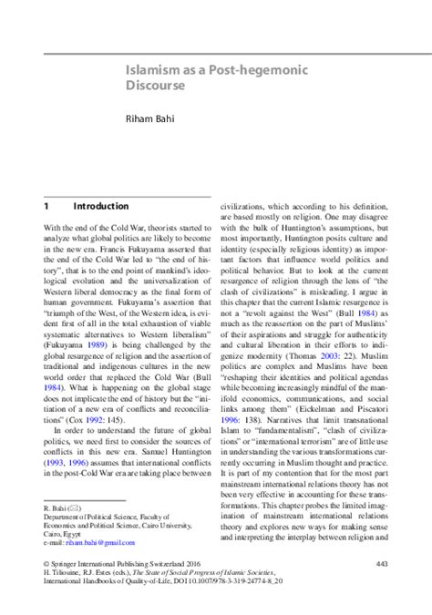 pdf islamism as a post hegemonic discourse