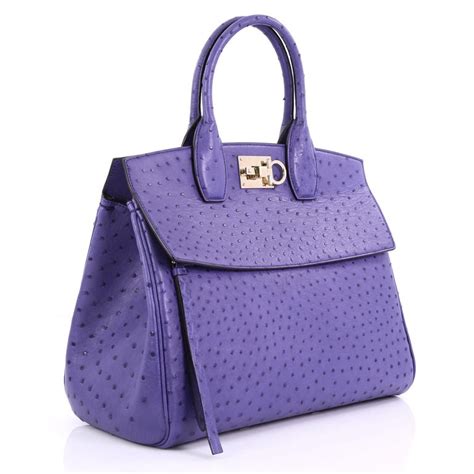 Salvatore Ferragamo Studio Satchel Ostrich Medium At 1stdibs