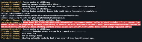 [pterodactyl Daemon] Exit Code 128 · Issue 3757 · Pterodactyl Panel · Github
