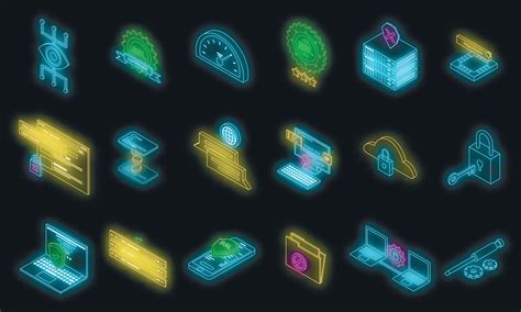 Ssl Certificate Icons Set Vector Neon 12321188 Vector Art At Vecteezy