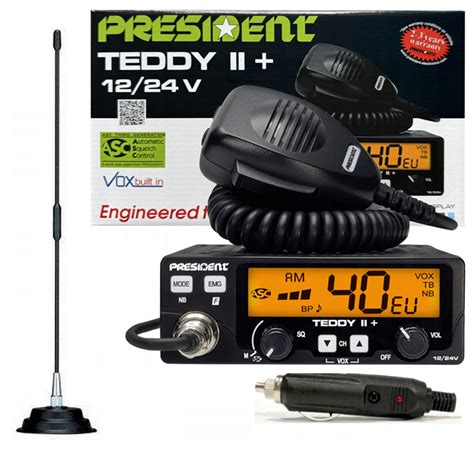 Zestaw Cb Radio President Teddy Ii Plus 2 Asc 12v 24v Antena Florida