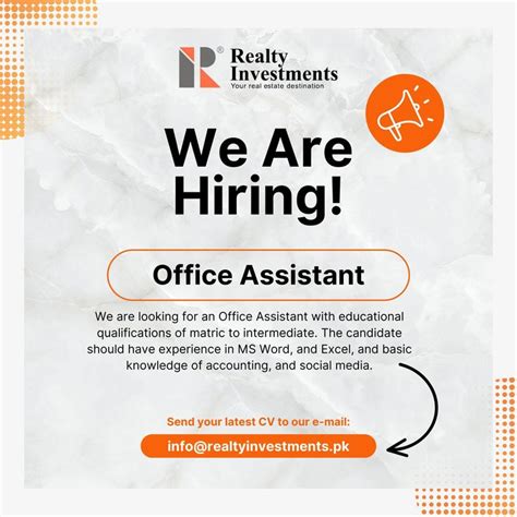 We Are Hiring Office Assistant