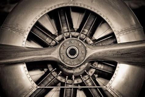 Vintage Propeller Aircraft Engine Engineering Closeup Aircraft Engine