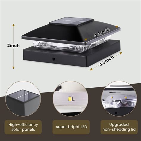 Solar Post Cap Lights Outdoor 8pack Black Waterproof