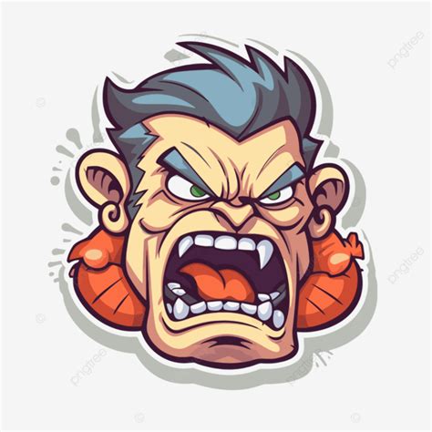 Angry Cartoon Character In A Fierce Expression Vector Aggression Sticker Cartoon Png And