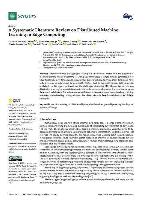 Pdf A Systematic Literature Review On Distributed Machine Learning In Edge Computing