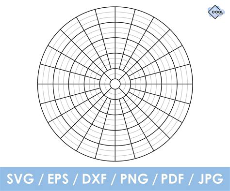 Polar Circle Graph Paper Template Circular Graph Paper Radial Graph Paper Pdf Svg Png