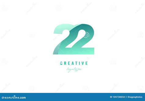 22 Green Pastel Gradient Number Numeral Digit Logo Icon Design Stock