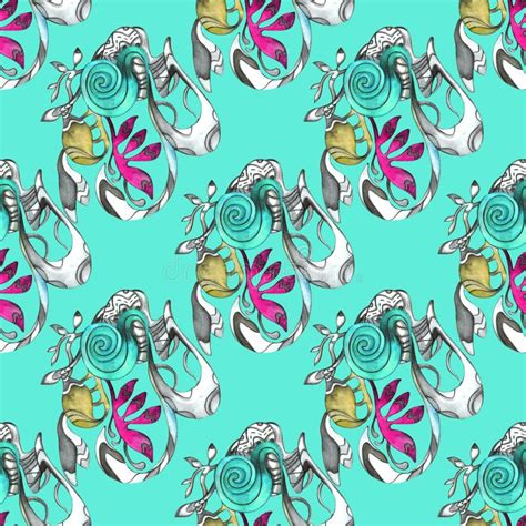 Green Bright Boho Pattern Stock Illustration Illustration Of Invention