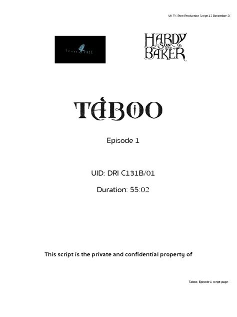 Taboo Ep1 Uk Tx Final Script Pdf Funeral