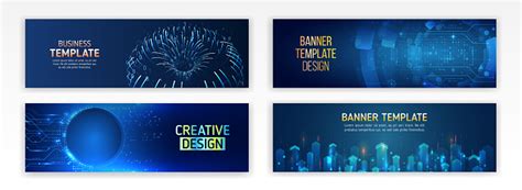 웹 사이트에 대한 배너 템플릿을 설정합니다 추상적인 소셜 미디어 커버 디자인 가로 헤더 웹 배경입니다 기술 적 요소를 갖춘 첨단 기술 디자인 과학 및 디지털 기술 개념 0