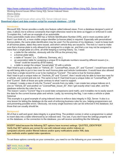 Working Around Issues When Using Sql Server Indexed Views Pdf