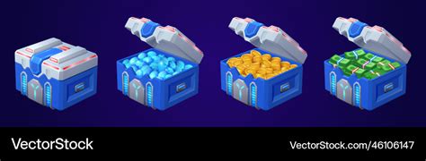 Cartoon Set Of Sci Fi Treasure Boxes Royalty Free Vector