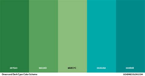 Green And Dark Cyan Color Scheme Palettes SchemeColor Com