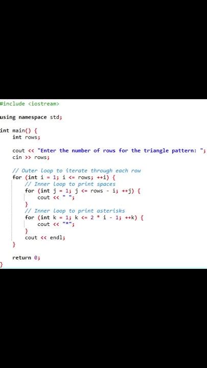 C Code For Triangle Pattern Cpp Coding Programming Ytshorts