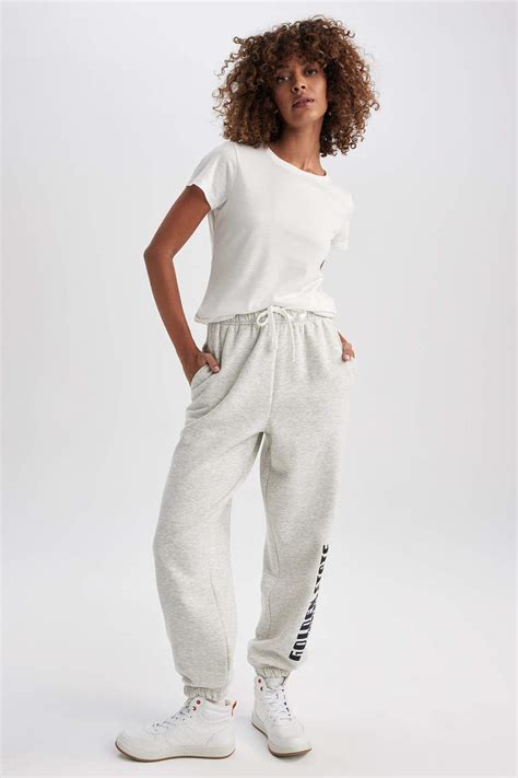 رمادي حريمي بنطلون سويت بانتس اوفر سايز 2763457 Defacto